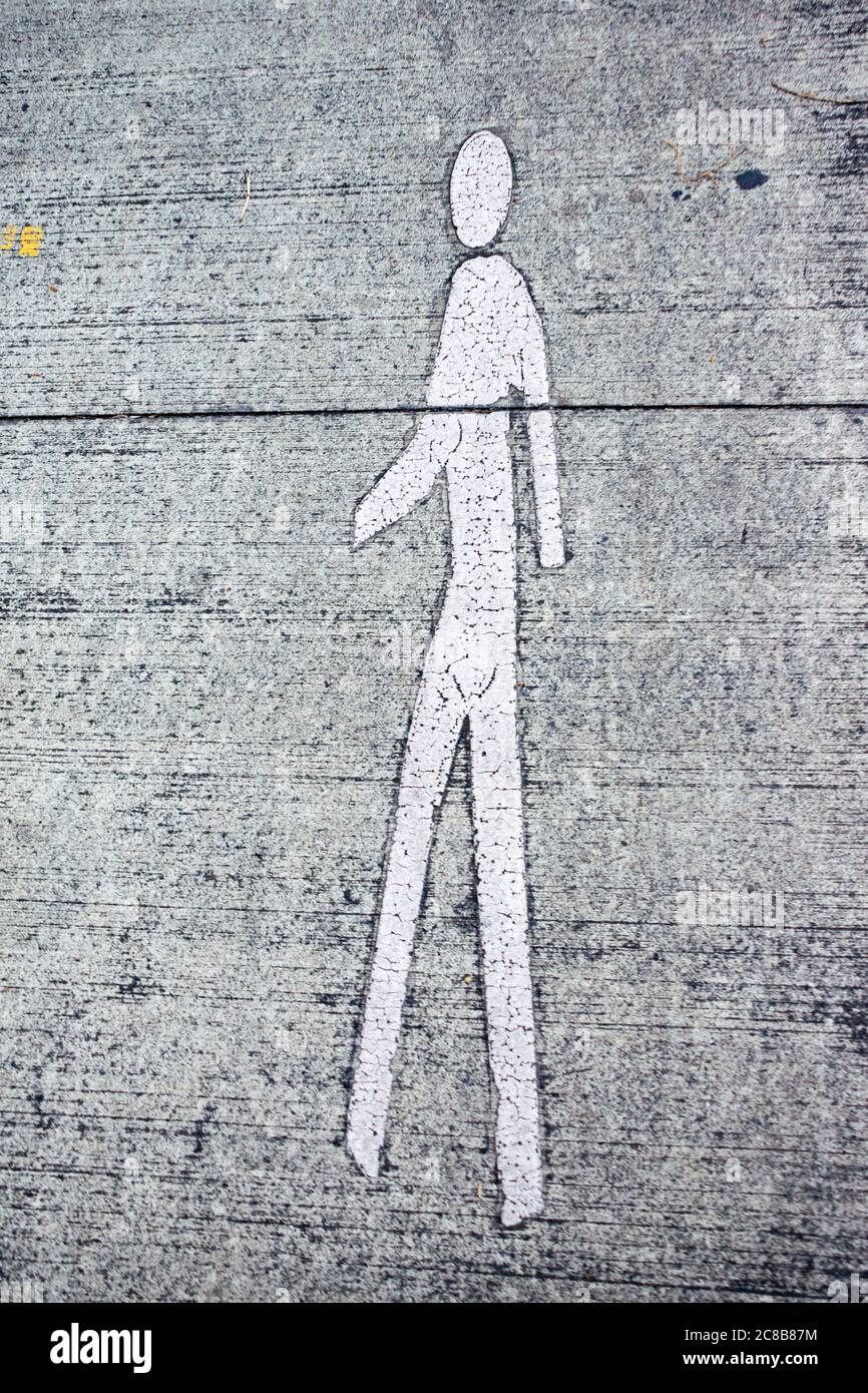 Pedestrian crossing sign on concrete in outdoor street in Guatemala ...