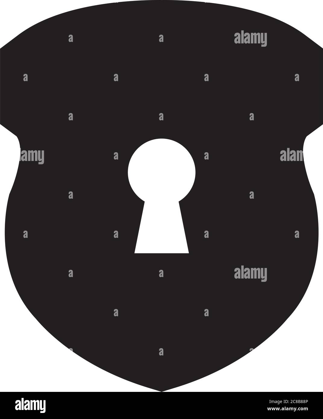 shield with keyhole over white background, half line half color style ...