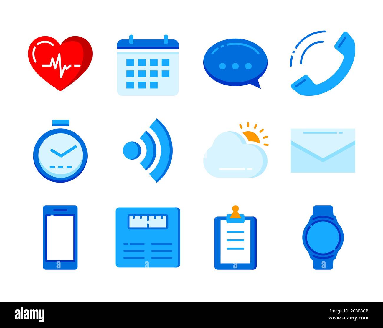 Fitness icons tracker technology data with applications smartwatch in ...