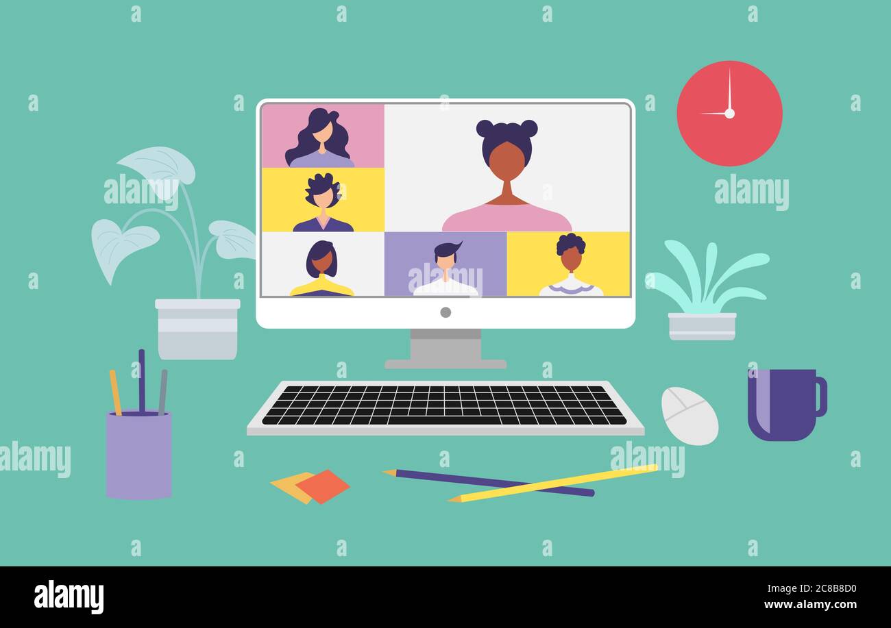 Work from home and work from anywhere concept, people connecting ...