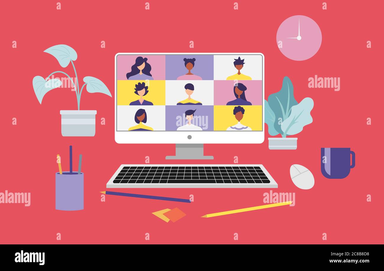 Work from home and work from anywhere concept, people connecting ...