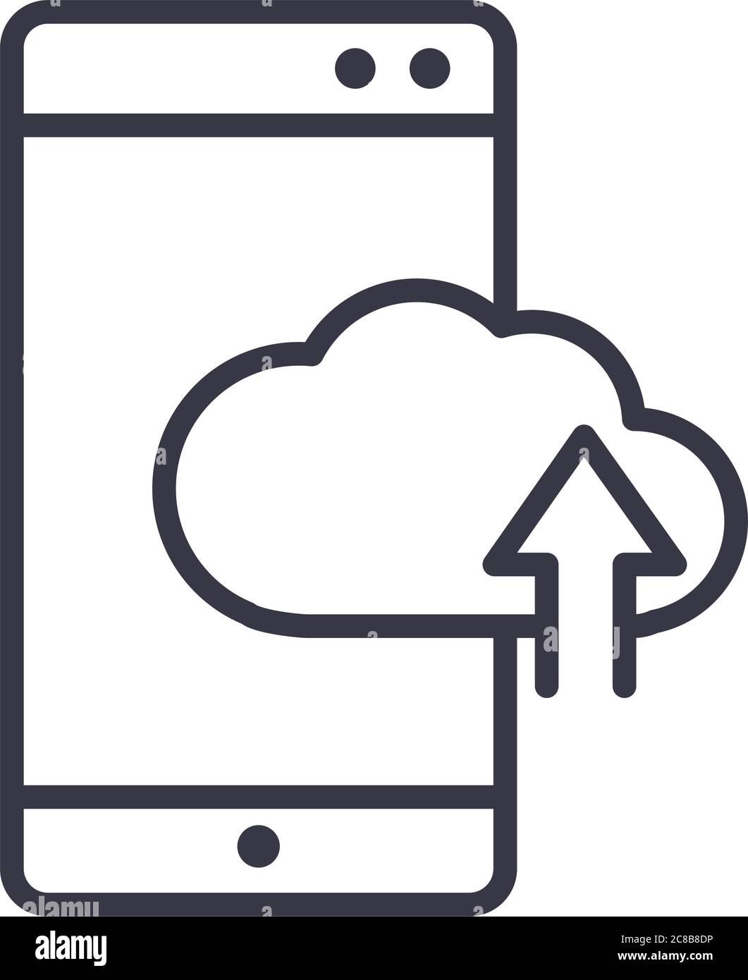 smartphone cloud computing storage upload data device technology thin line style design icon ...