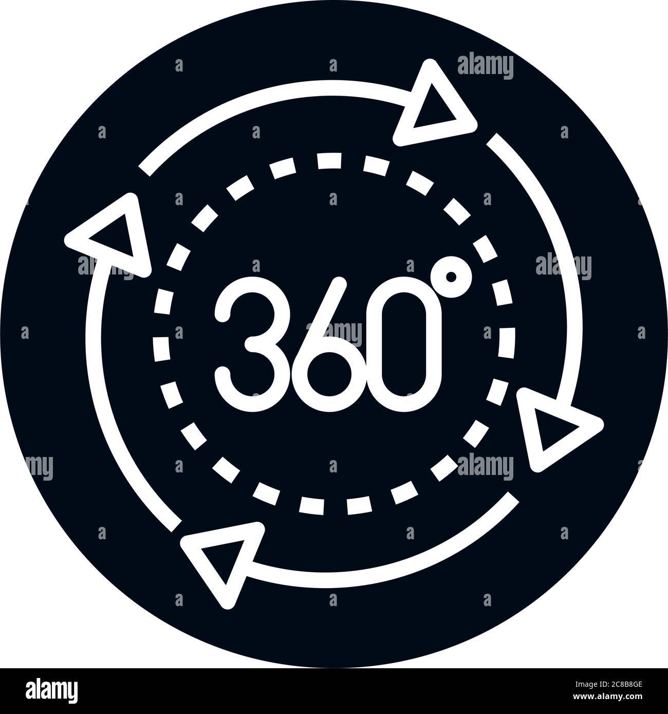 360 degree view virtual tour sphere block and line style icon design ...