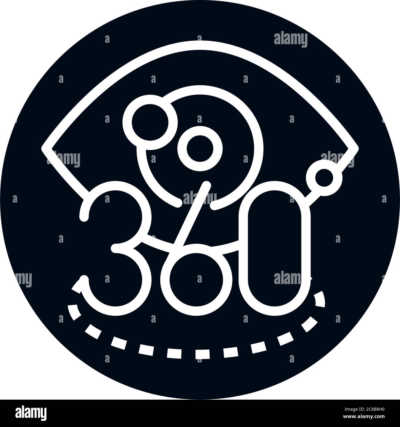 360 degree view virtual reality tour block and line style icon design ...