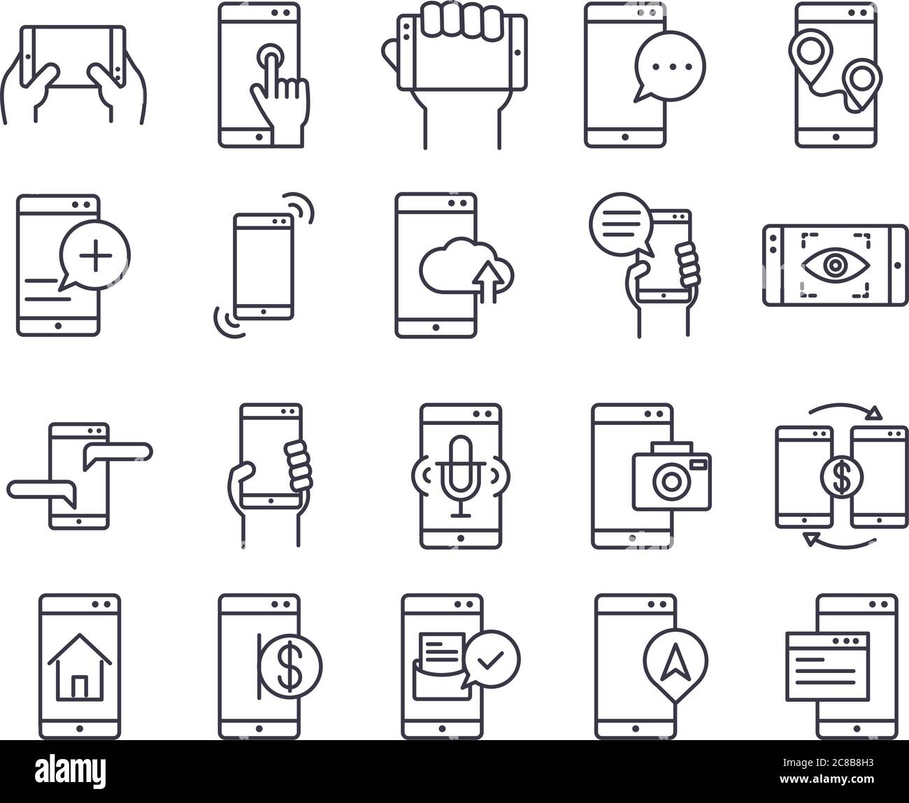 smartphone device technology digital app and conection thin line style ...