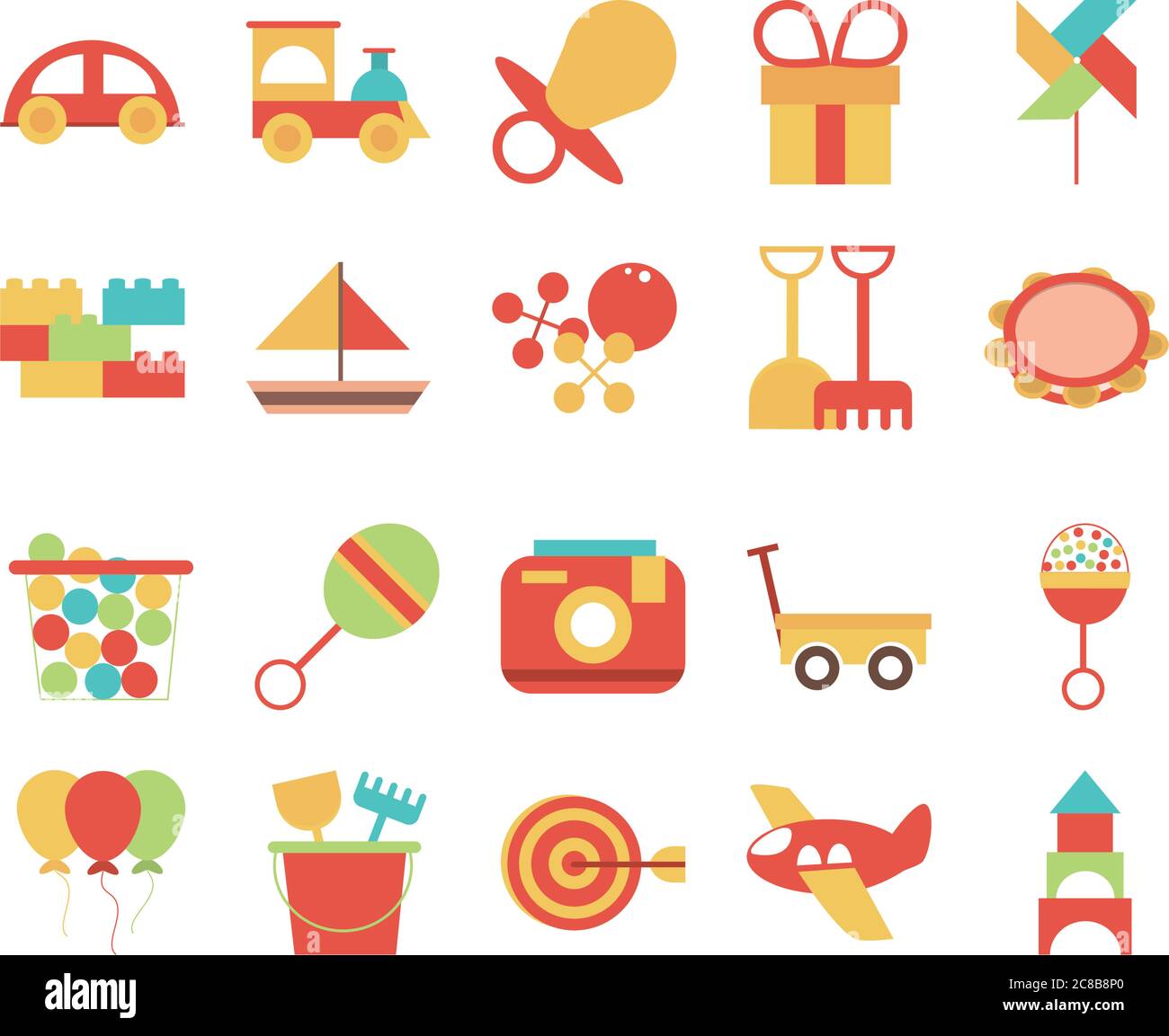 toy object for small children to play, flat style cartoon icons set ...