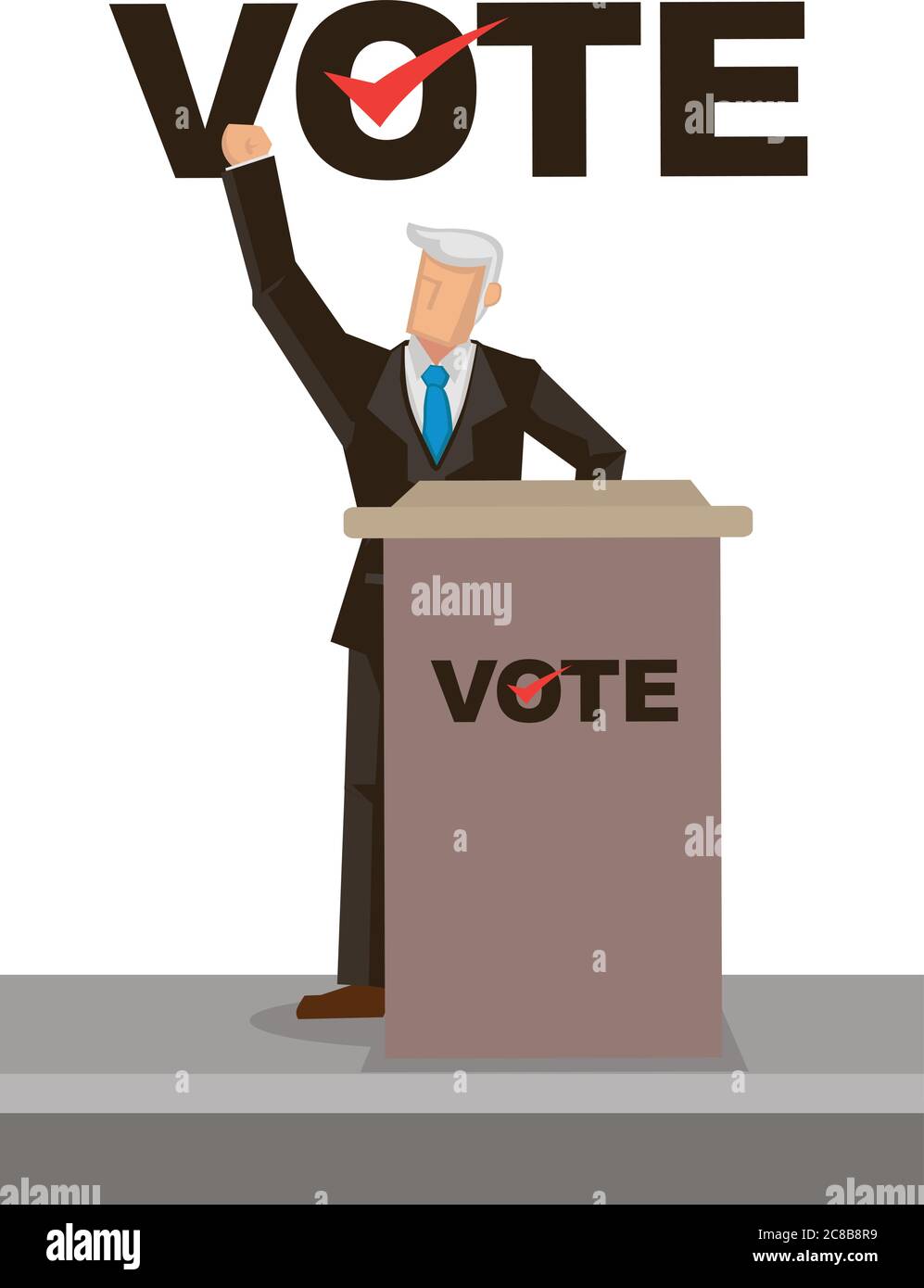 Politician taking part in political rally in front of audience ...