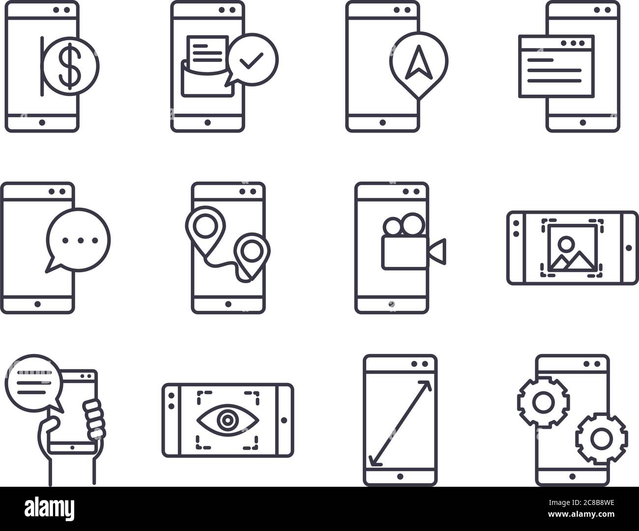 smartphone device technology digital app and conection thin line style ...