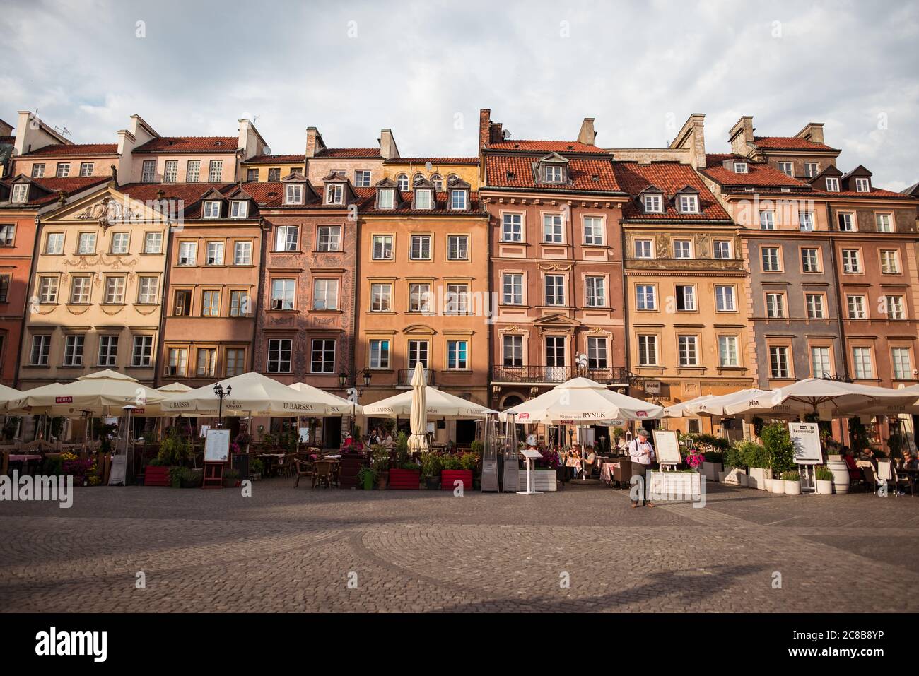 Warsaw / Poland - June 10, 2019: restaurant terraces in downtown Warsaw ...