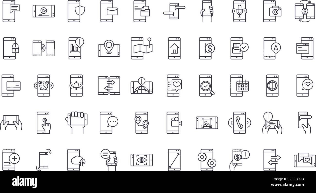 smartphone device technology digital app and conection thin line style ...