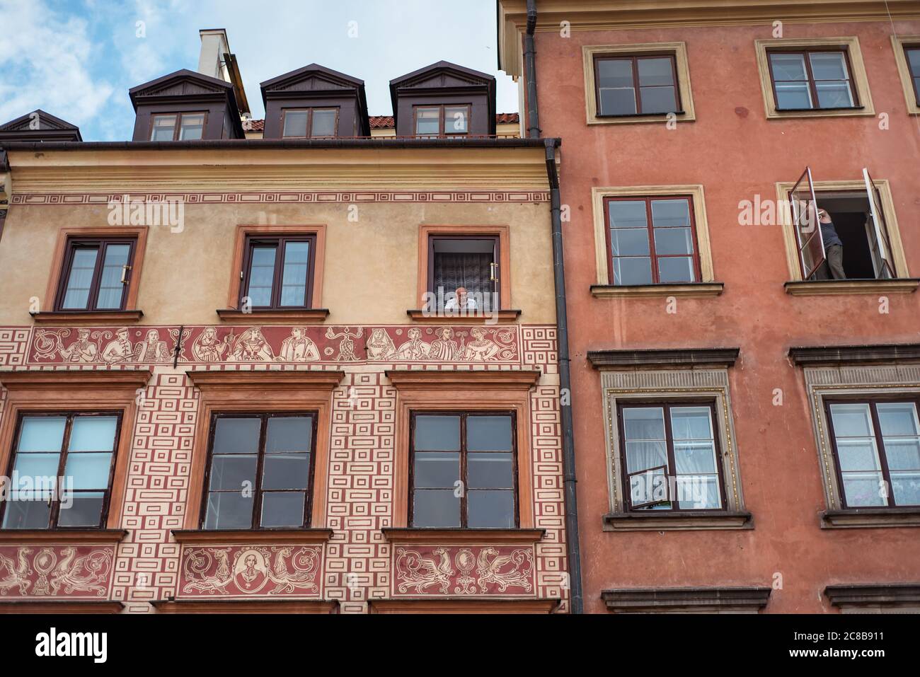 Warsaw / Poland - June 10, 2019: man looking out window of beautiful ...