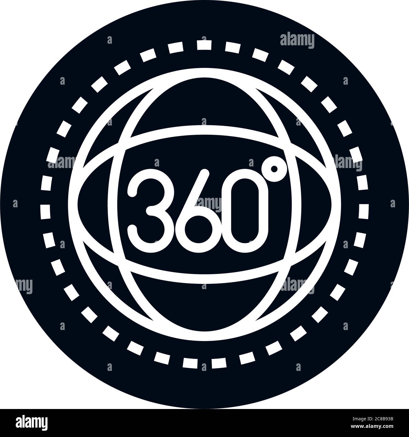 360 degree view virtual tour block and line style icon design vector ...
