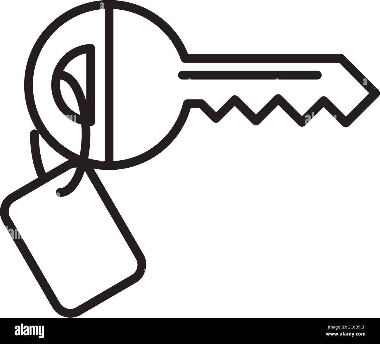 key with keychain security line style icon design vector illustration ...
