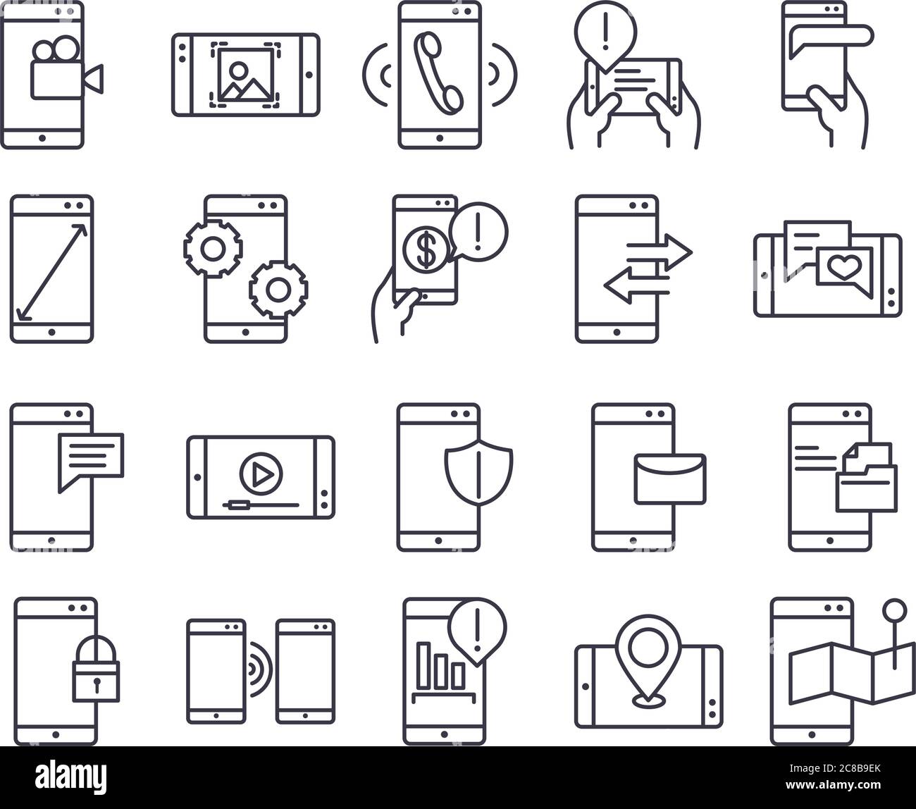 smartphone device technology digital app and conection thin line style ...