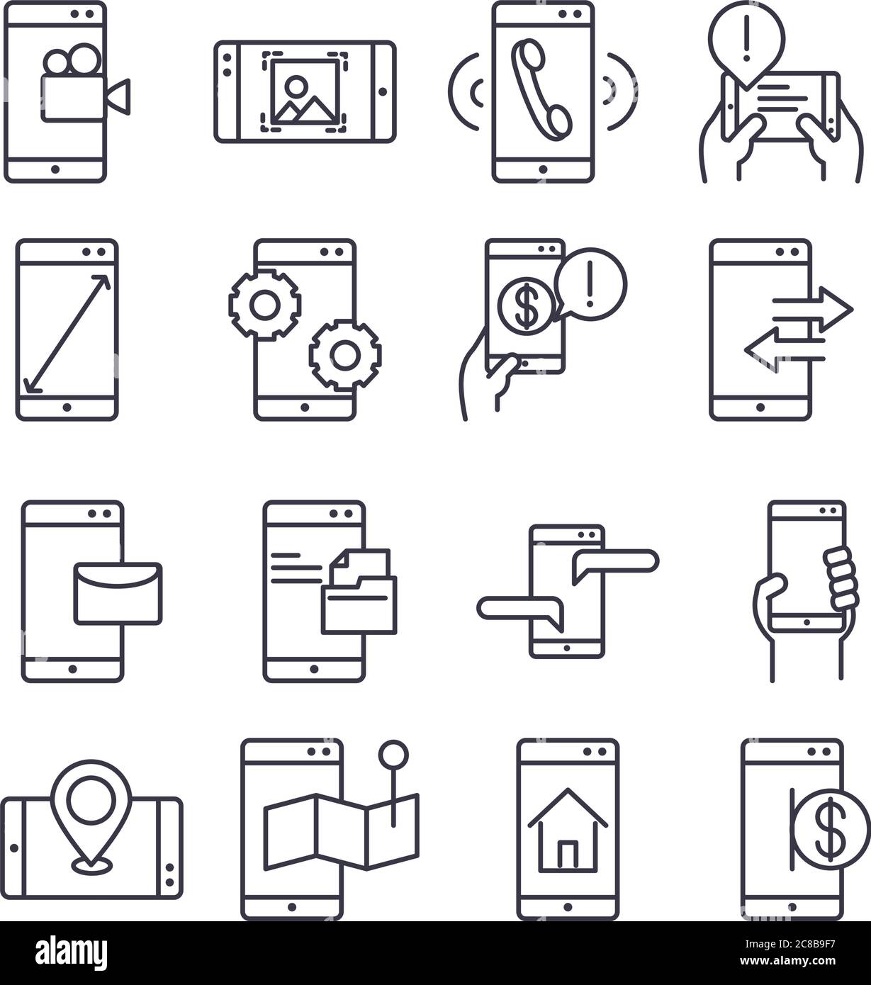 smartphone device technology digital app and conection thin line style ...