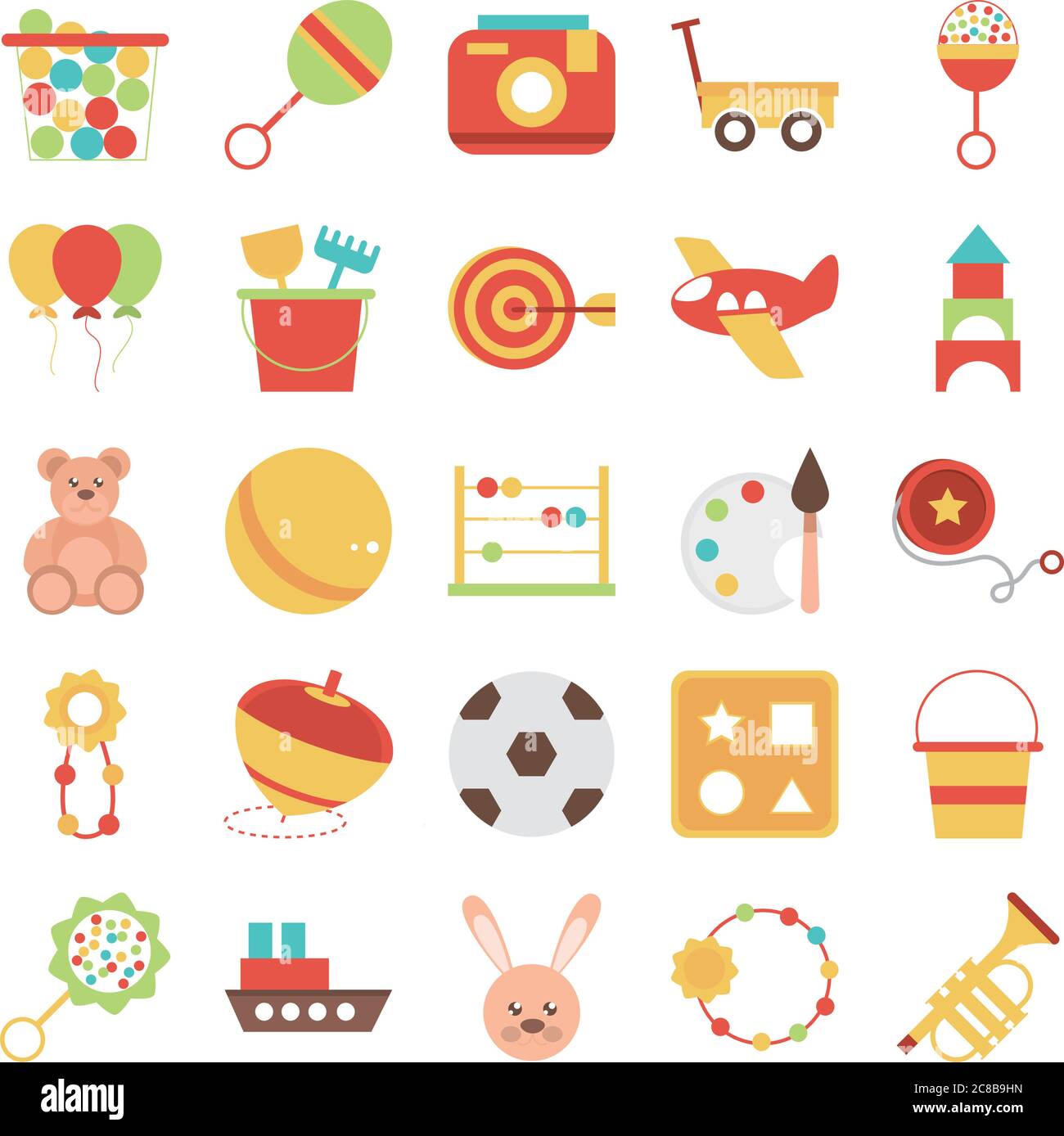toy object for small children to play, flat style cartoon icons set ...