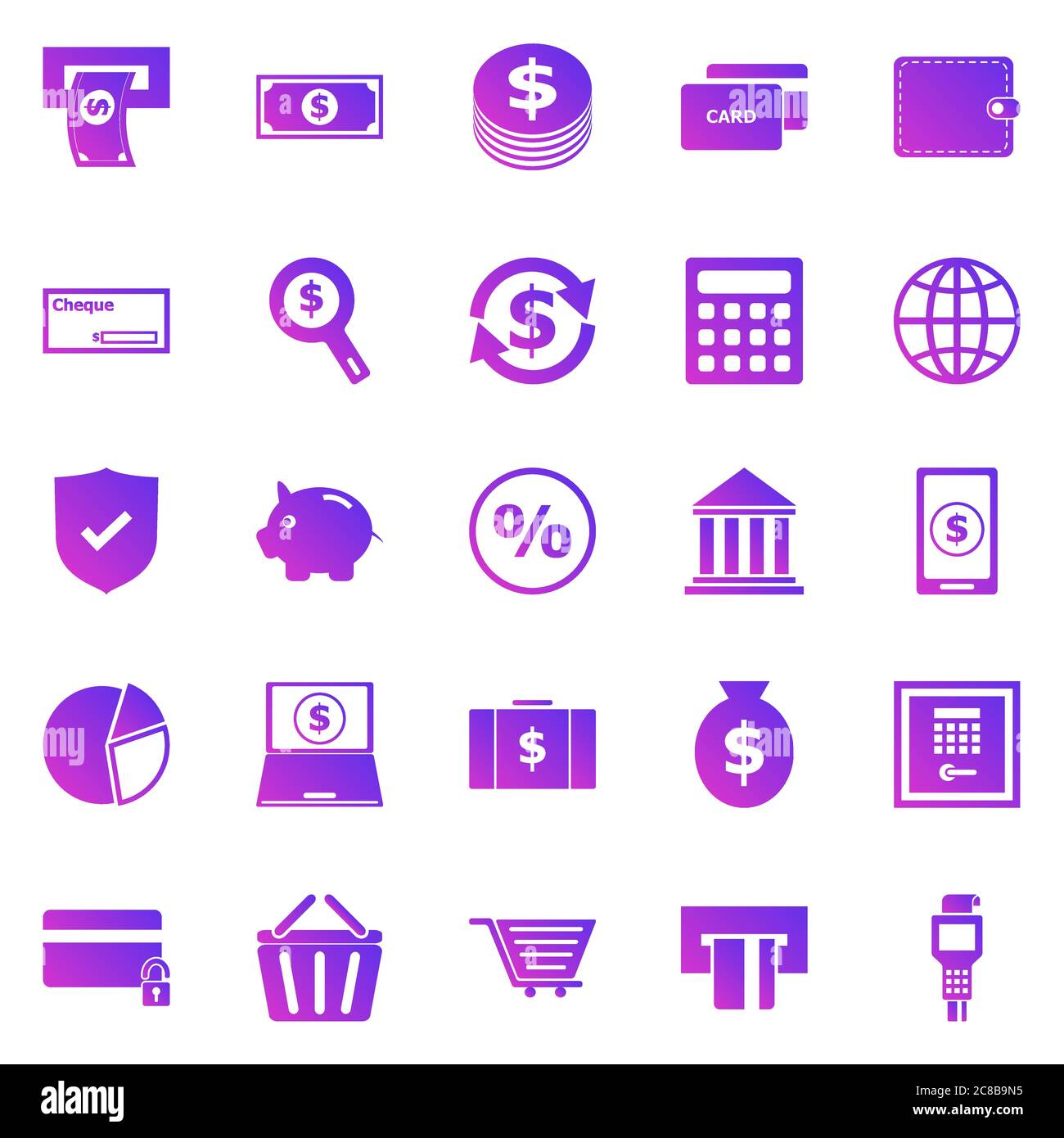 Payment gradient icons on white background, stock vector Stock Vector ...