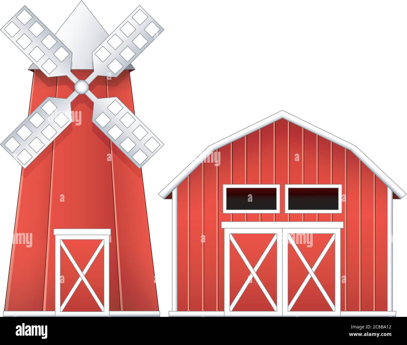Windmill and barn illustration Stock Vector Image & Art - Alamy