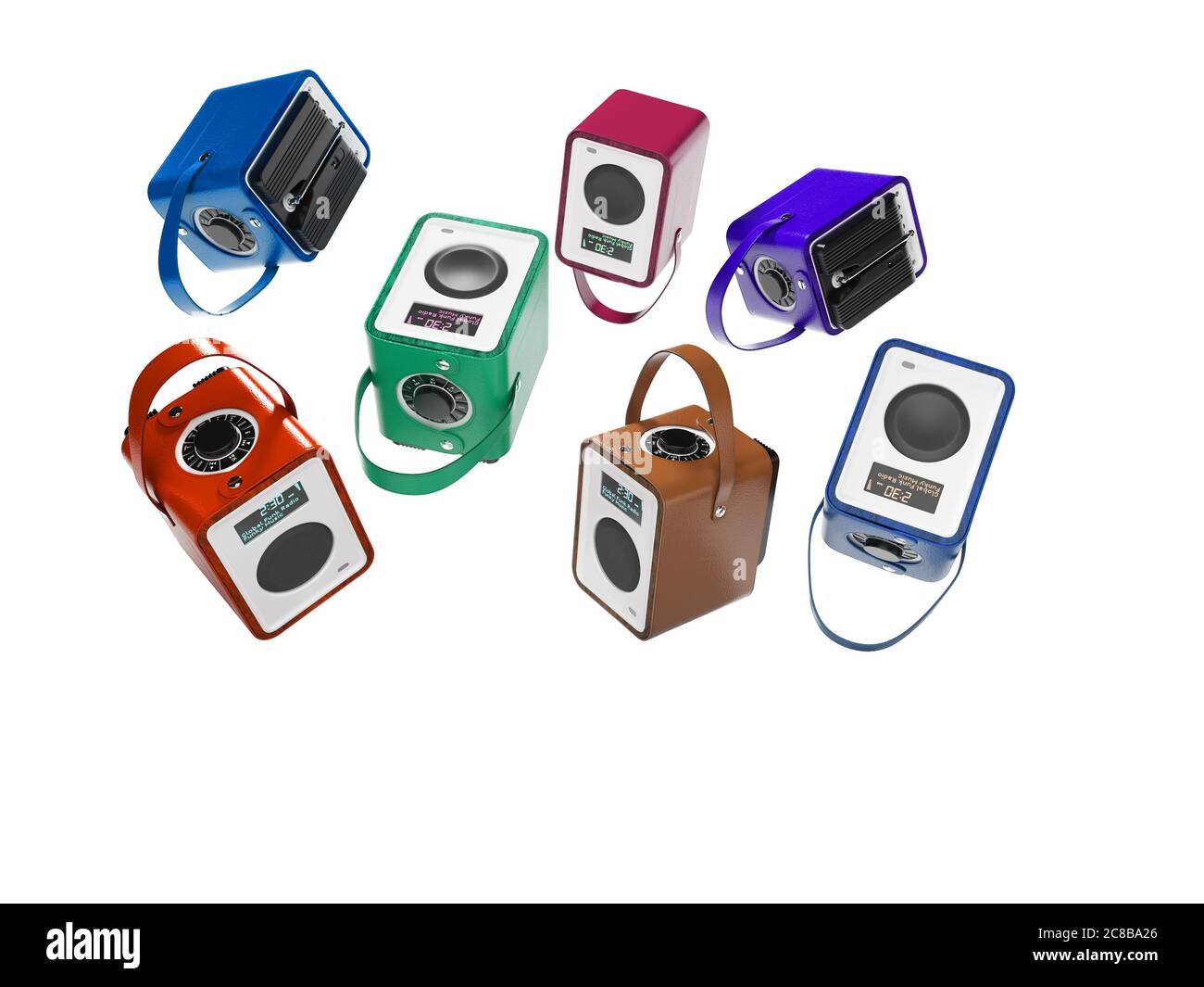 Concept group portable radio dancing in leather upholstery of different ...