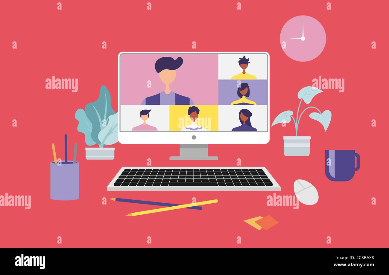 Work from home and work from anywhere concept, people connecting ...