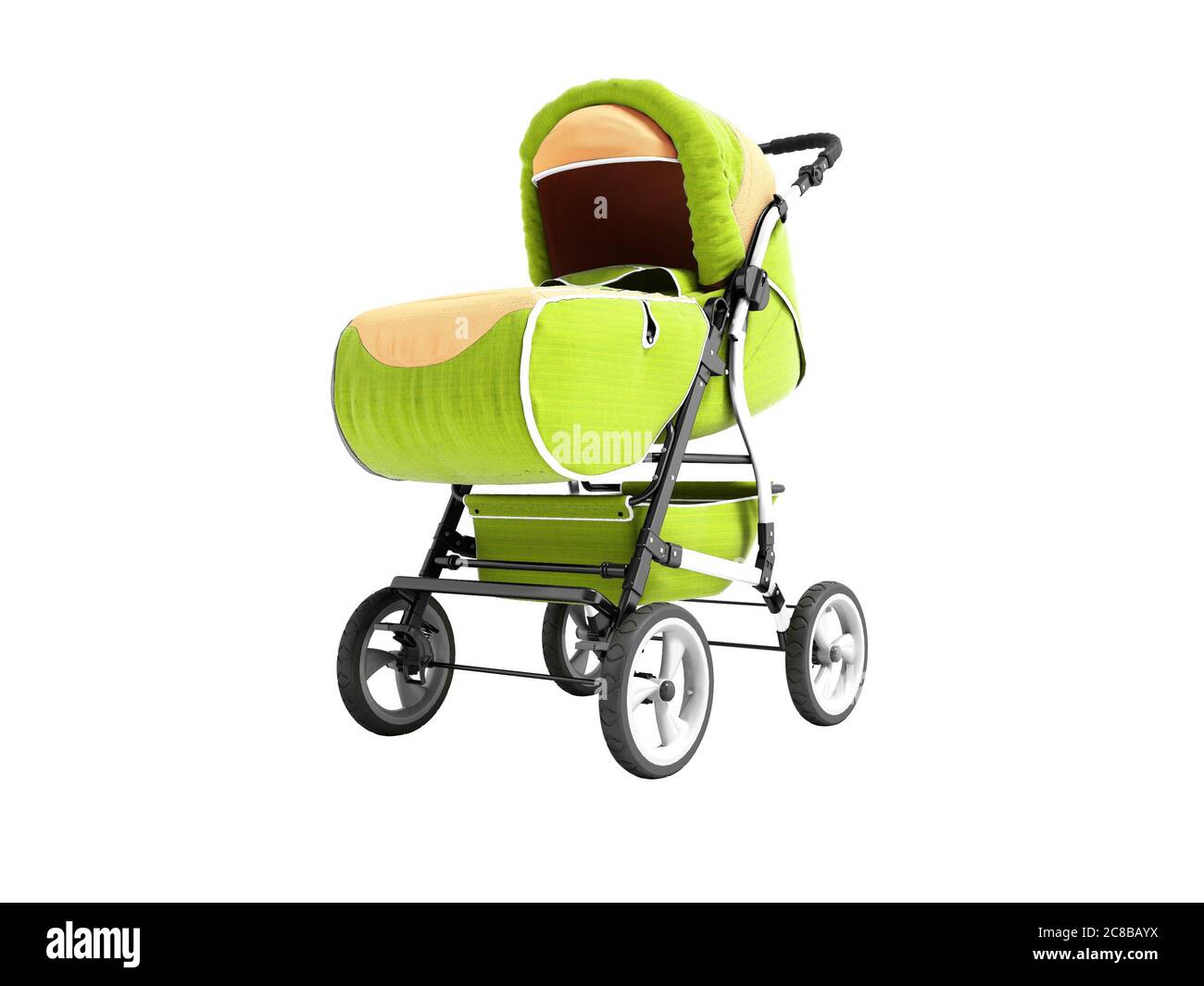 Springs light green stroller with fabric inserts for the child 3d ...