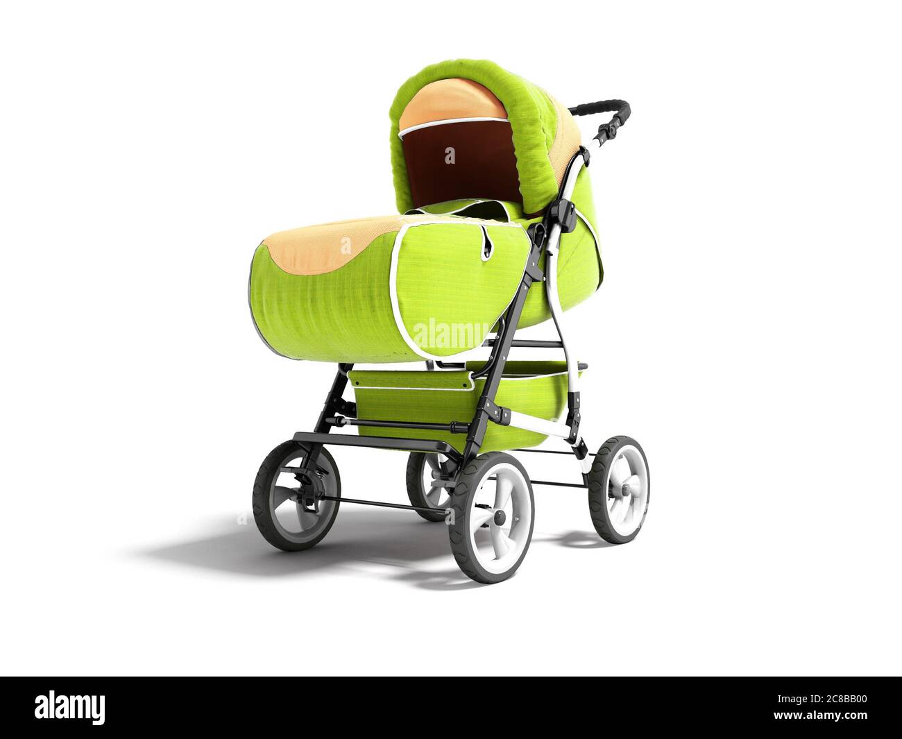 Springs light green stroller with fabric inserts for the child 3d ...