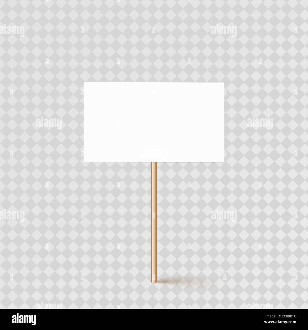 Empty banner layout on a wooden stick. On a transparent background ...