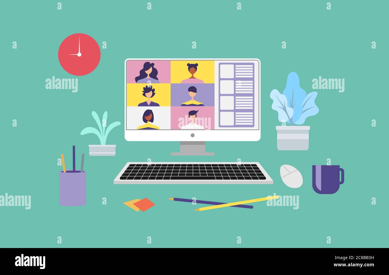 Work from home and work from anywhere concept, people connecting ...