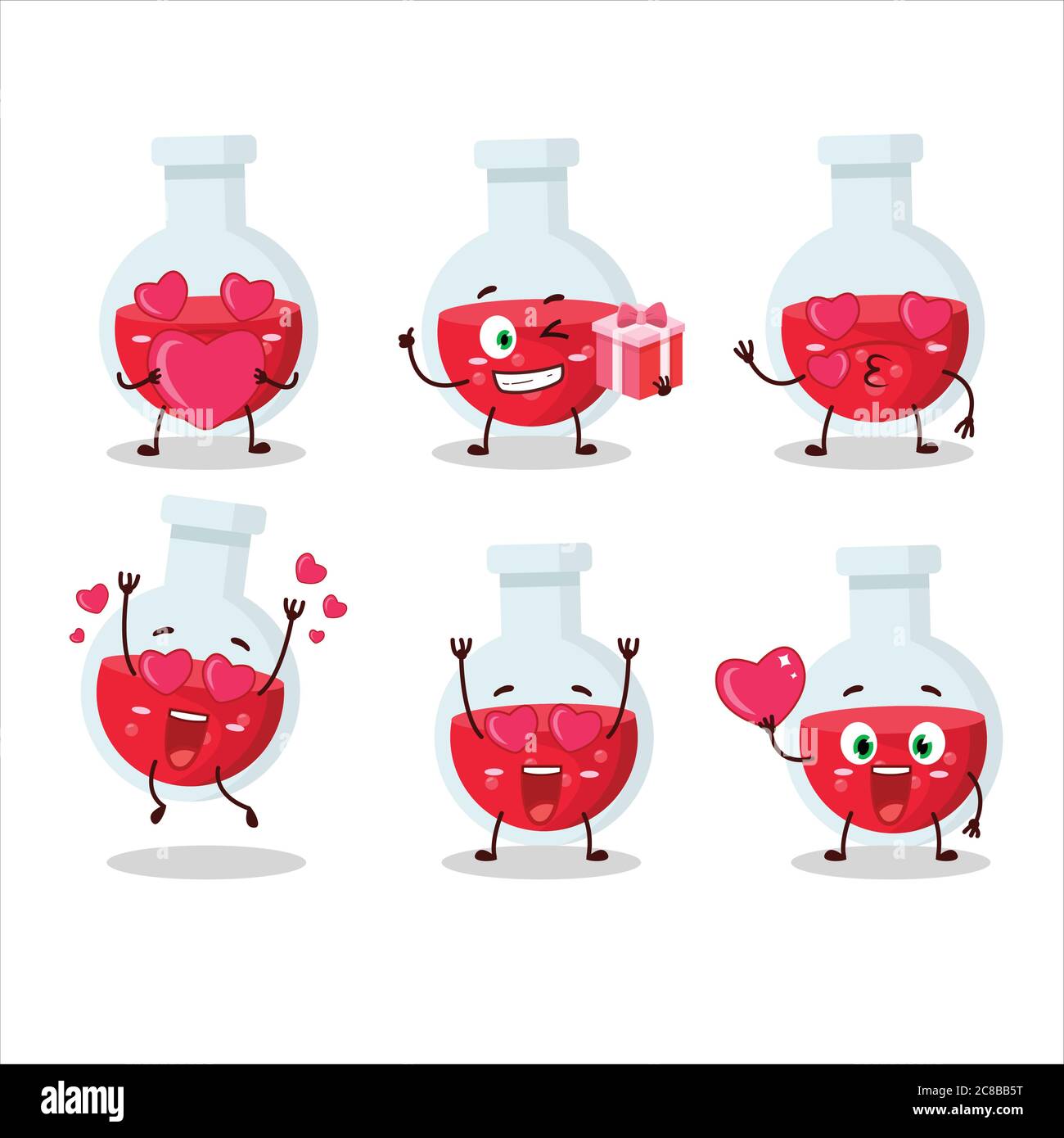 Red potion cartoon character with love cute emoticon Stock Vector Image ...