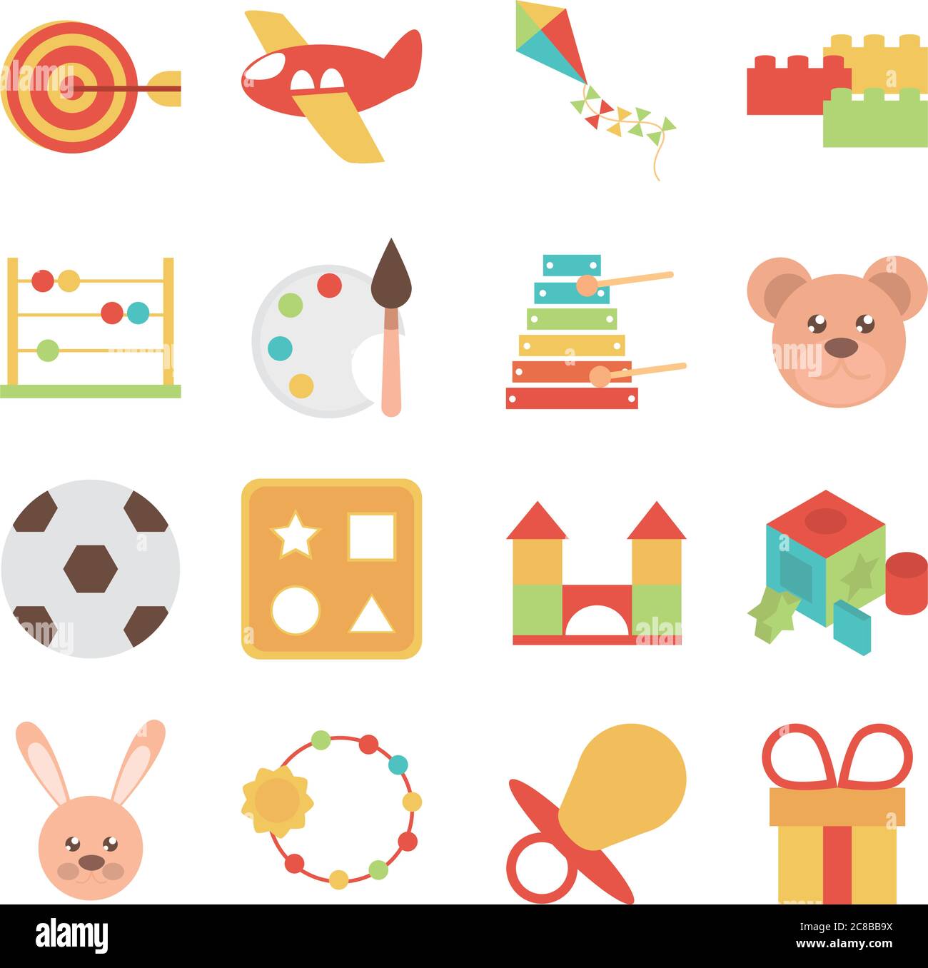 toy object for small children to play, flat style cartoon icons set ...