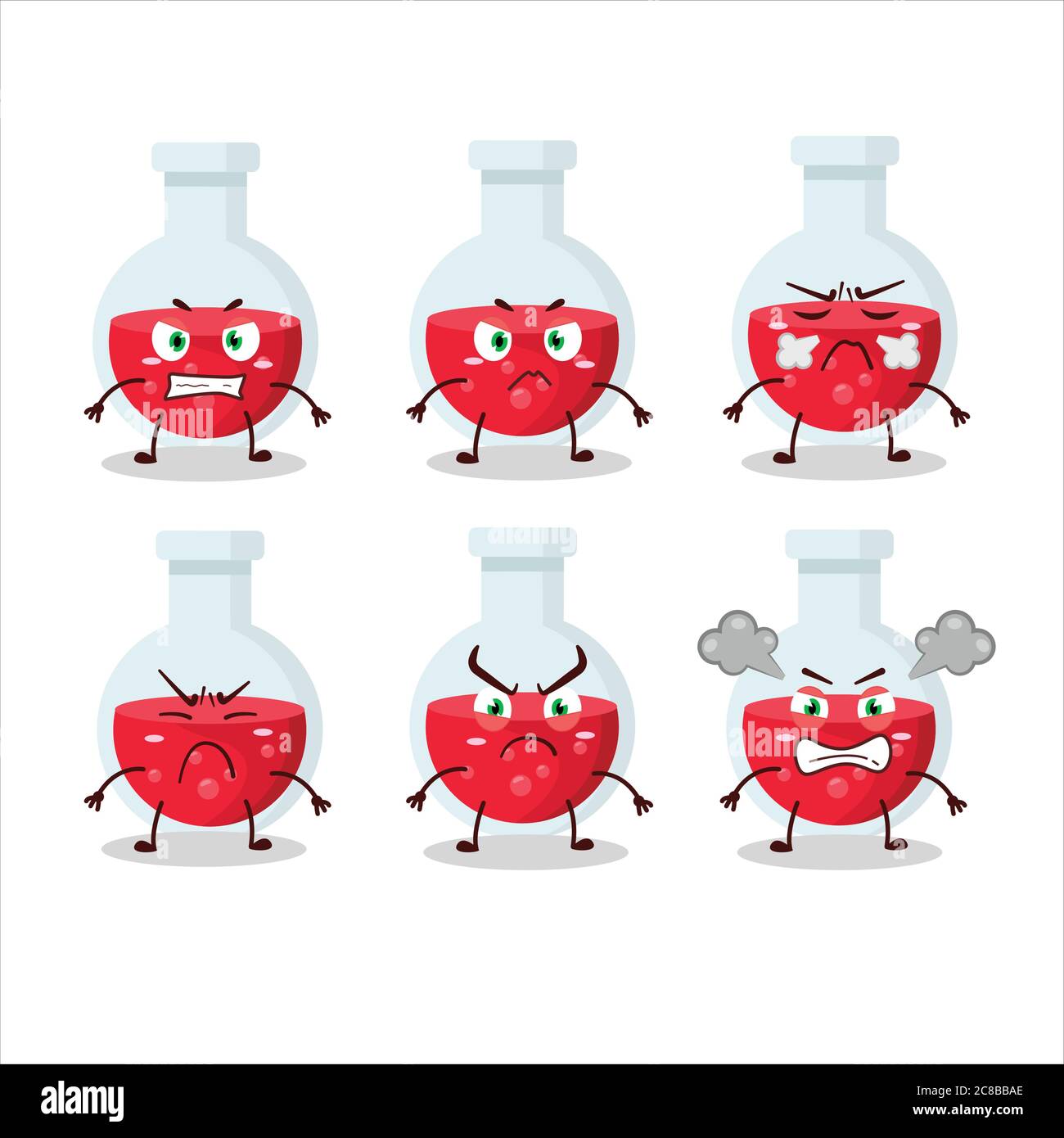 Red potion cartoon character with various angry expressions Stock ...