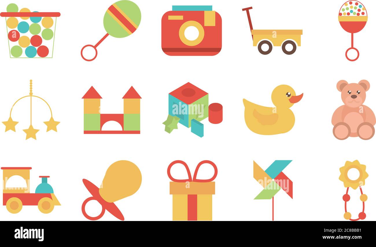 toy object for small children to play, flat style cartoon icons set ...