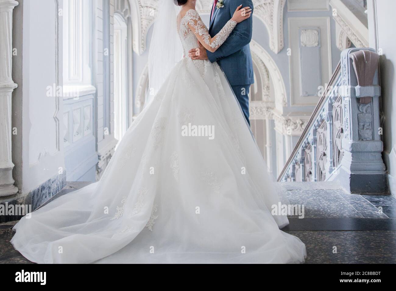 bride and groom at wedding in an old building Stock Photo - Alamy