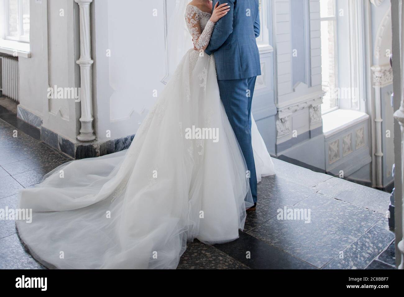 bride and groom at wedding in an old building Stock Photo - Alamy