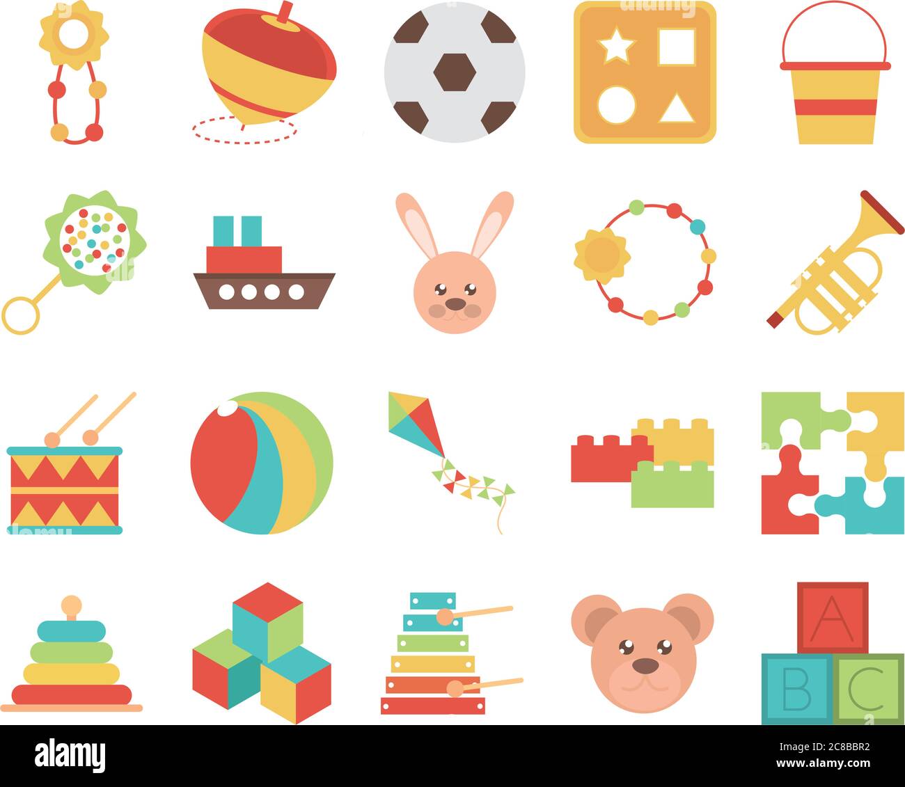 toy object for small children to play, flat style cartoon icons set ...