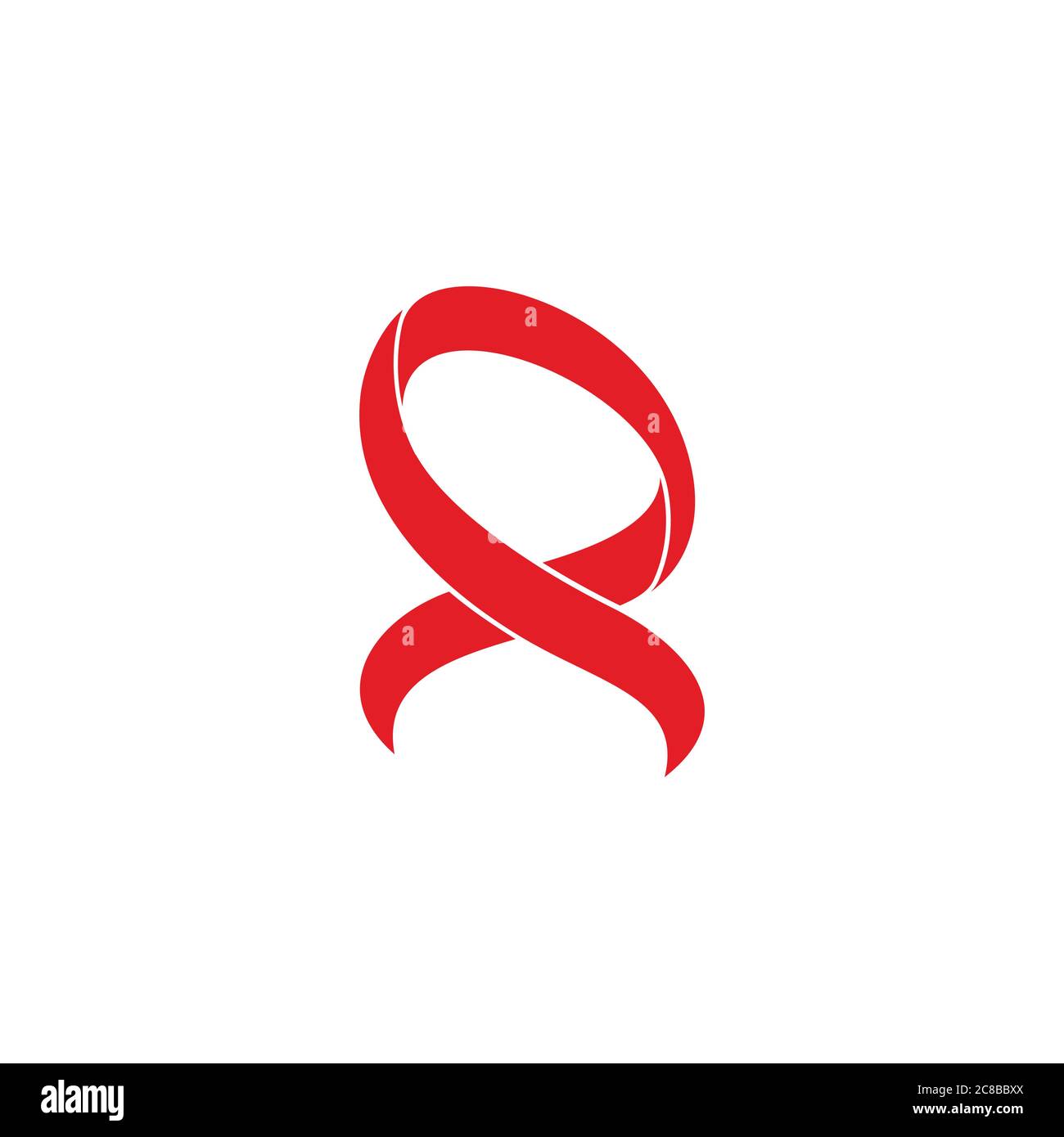 red ribbon 3d curves design vector fit for medical care decoration ...