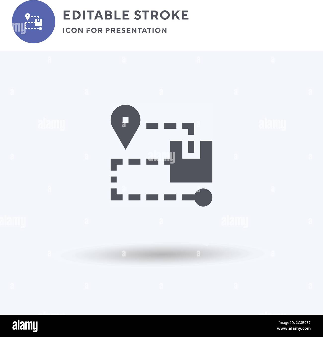 Route icon vector, filled flat sign, solid pictogram isolated on white ...