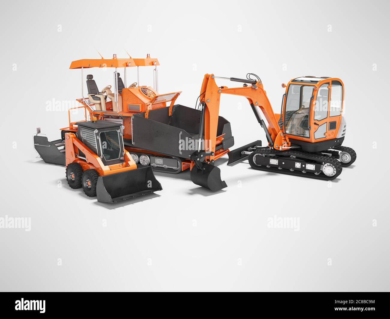 Concept orange construction equipment for laying asphalt 3d render on ...