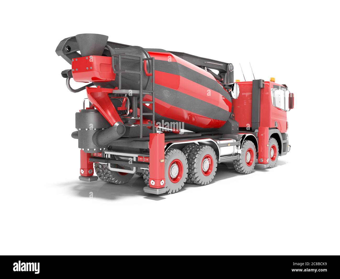 Construction machinery red mixer car for transportation of concrete ...