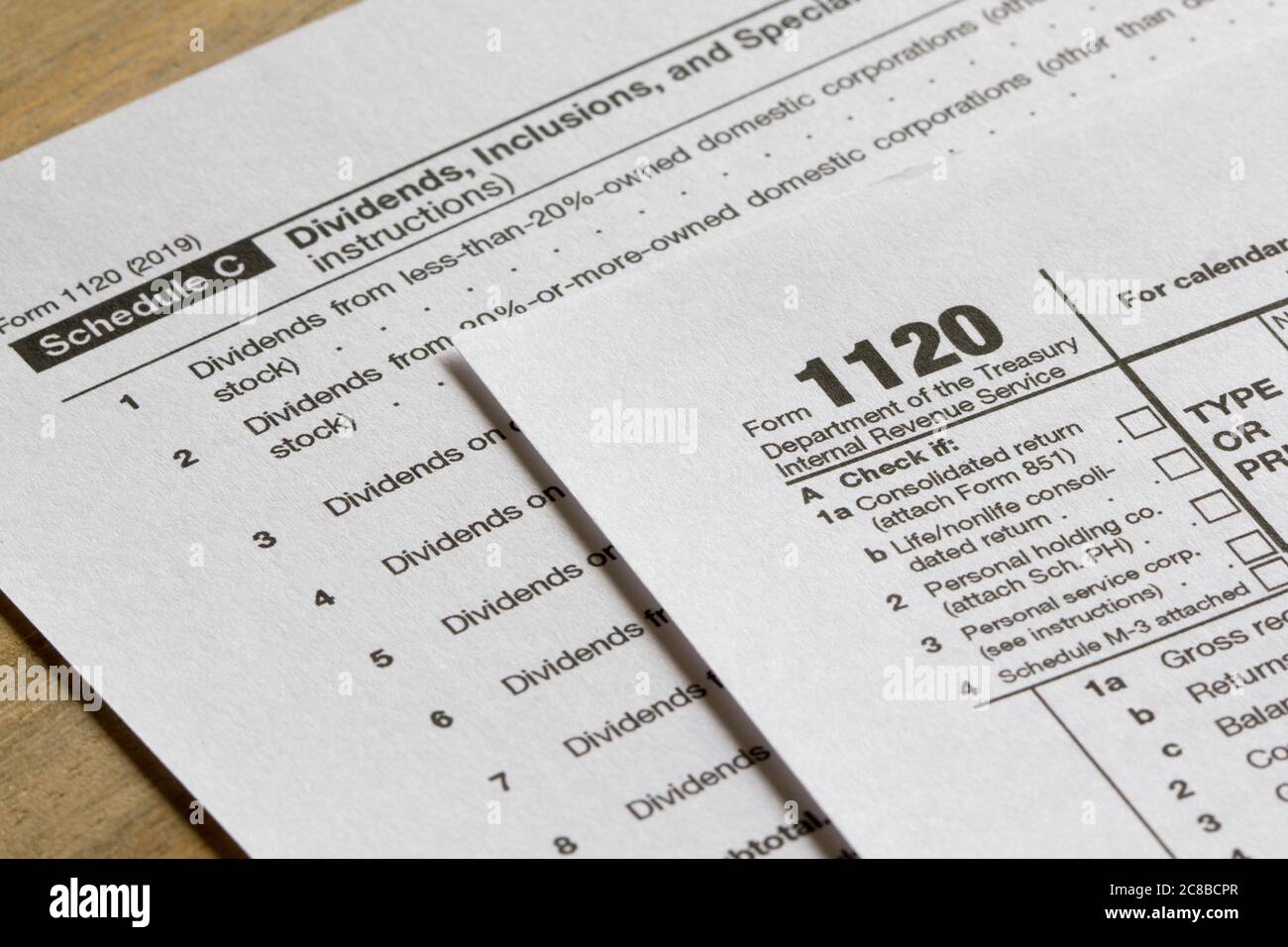 Form 1120 U S Corporation Income Tax Return Stock Photo Alamy