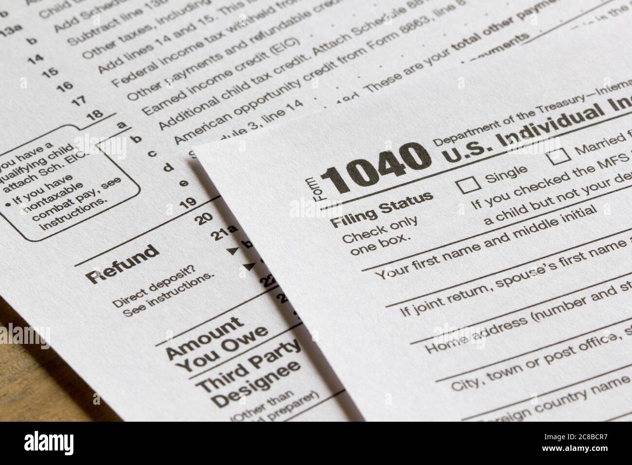 Form 1040, U.S. Individual Income Tax Return Stock Photo - Alamy