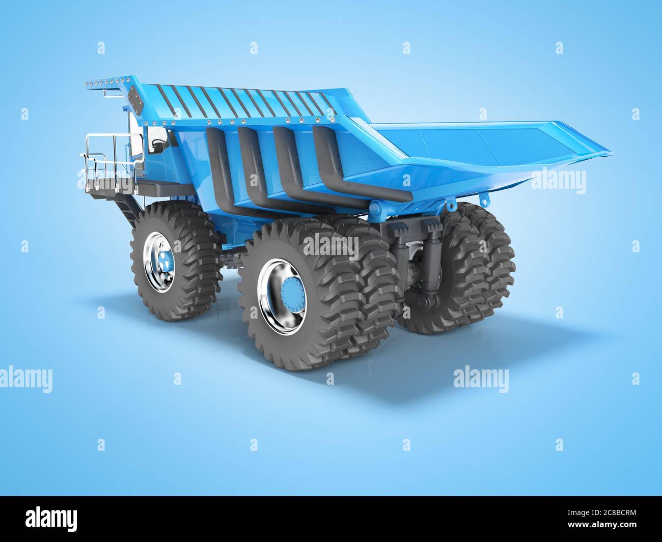 Modern blue mining truck 3D render on blue background with shadow Stock ...