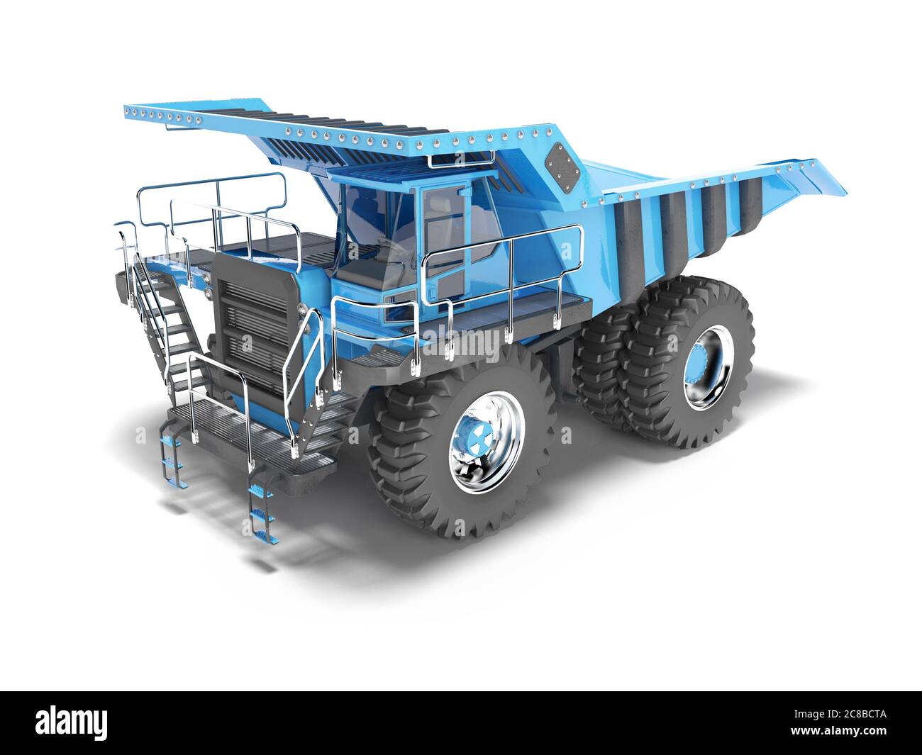 Modern blue mining truck with black accents perspective view rear ...