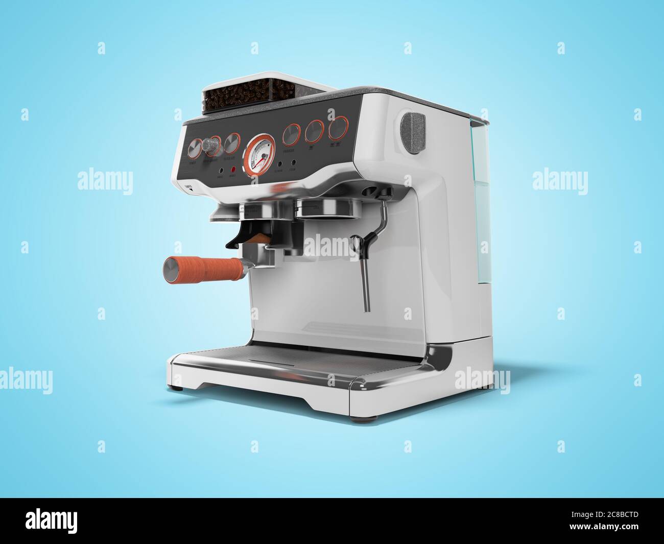 Modern metal horn coffee machine with milk dispenser and coffee tank ...