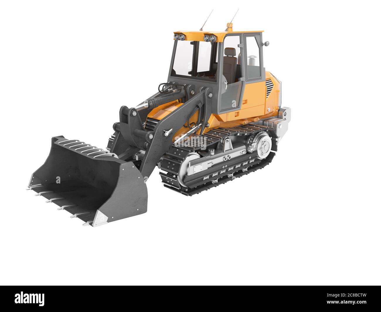 Modern tractor crawler loader with front bucket rear render on white ...