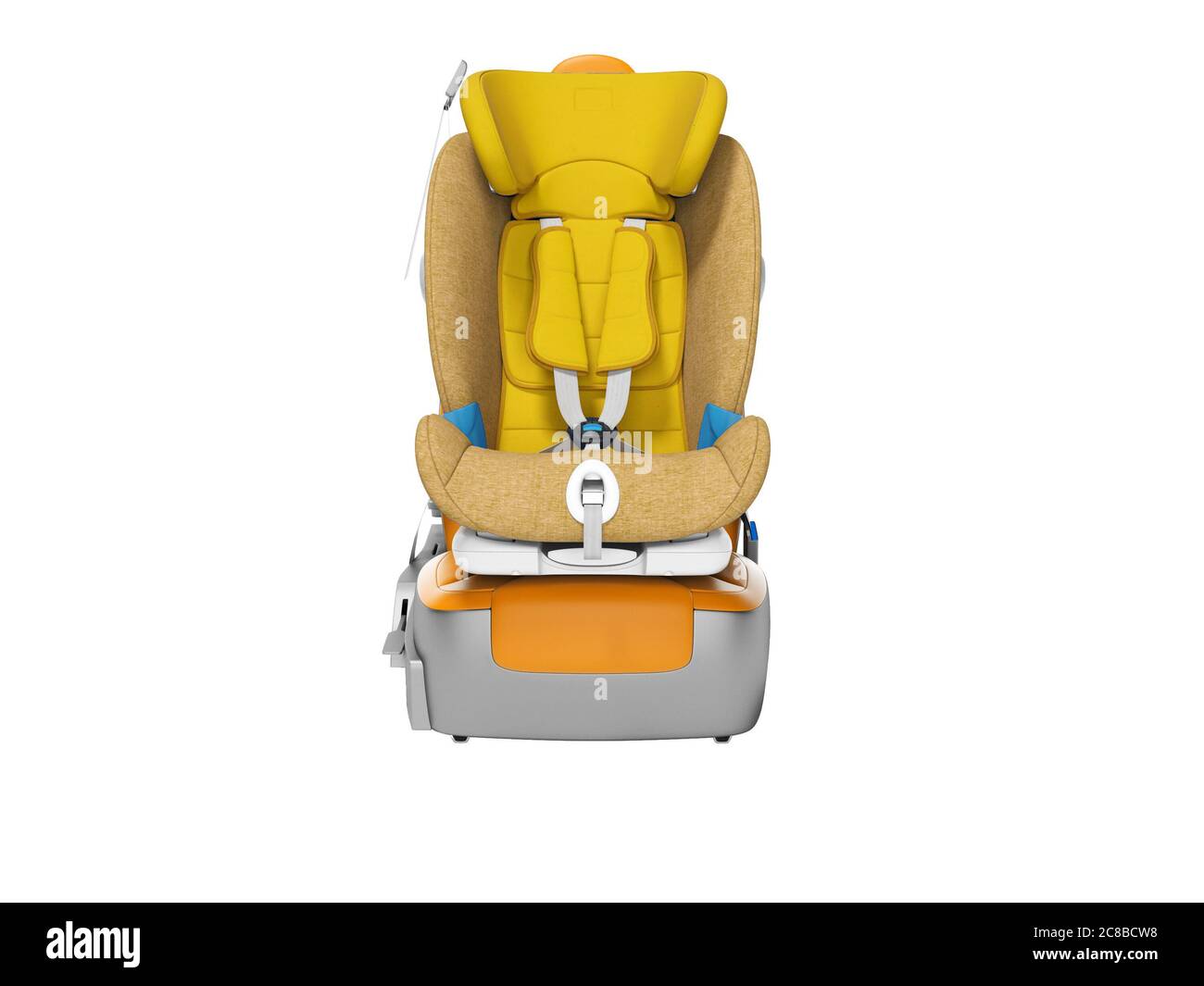 Modern yellow car seat mounted on car seat 3D render on white ...