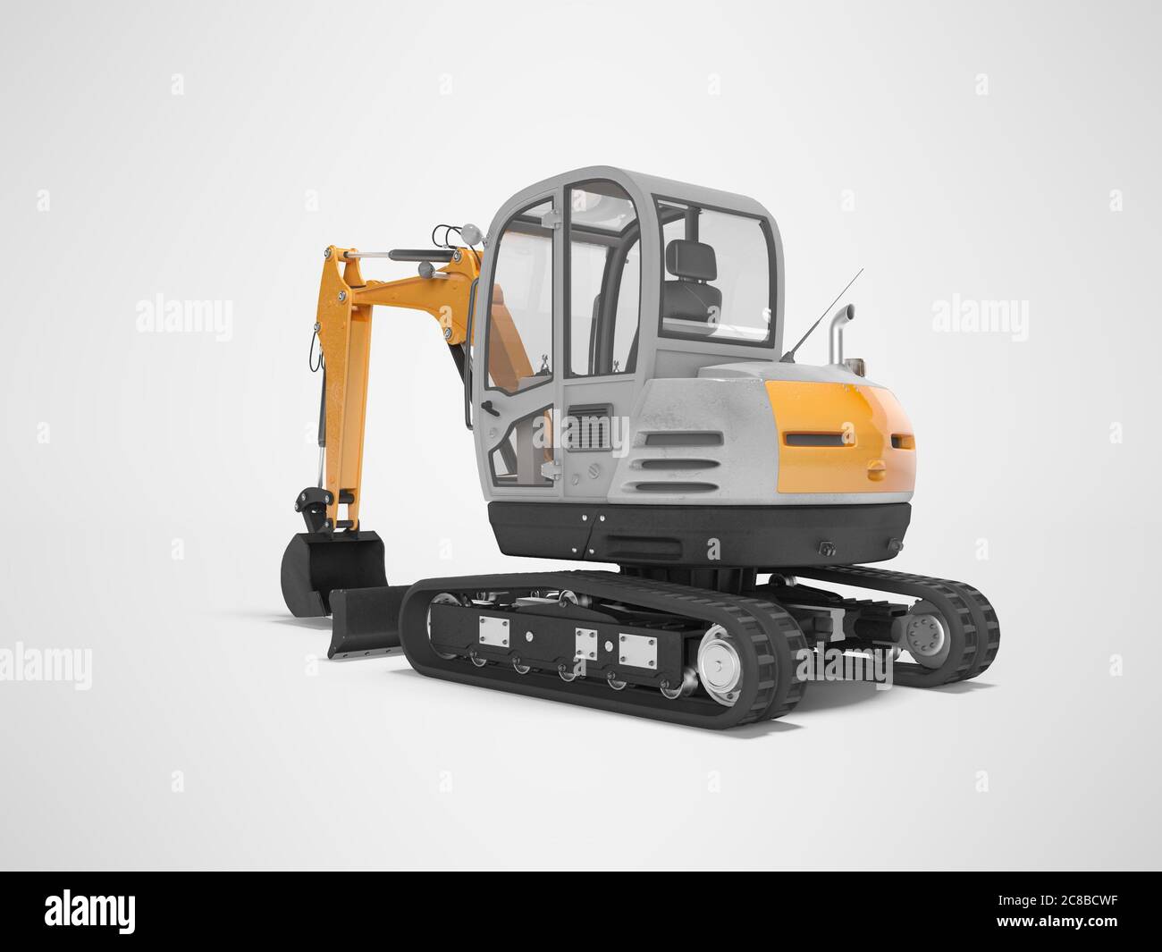 Rear view of small orange digger vehicle hi-res stock photography and ...