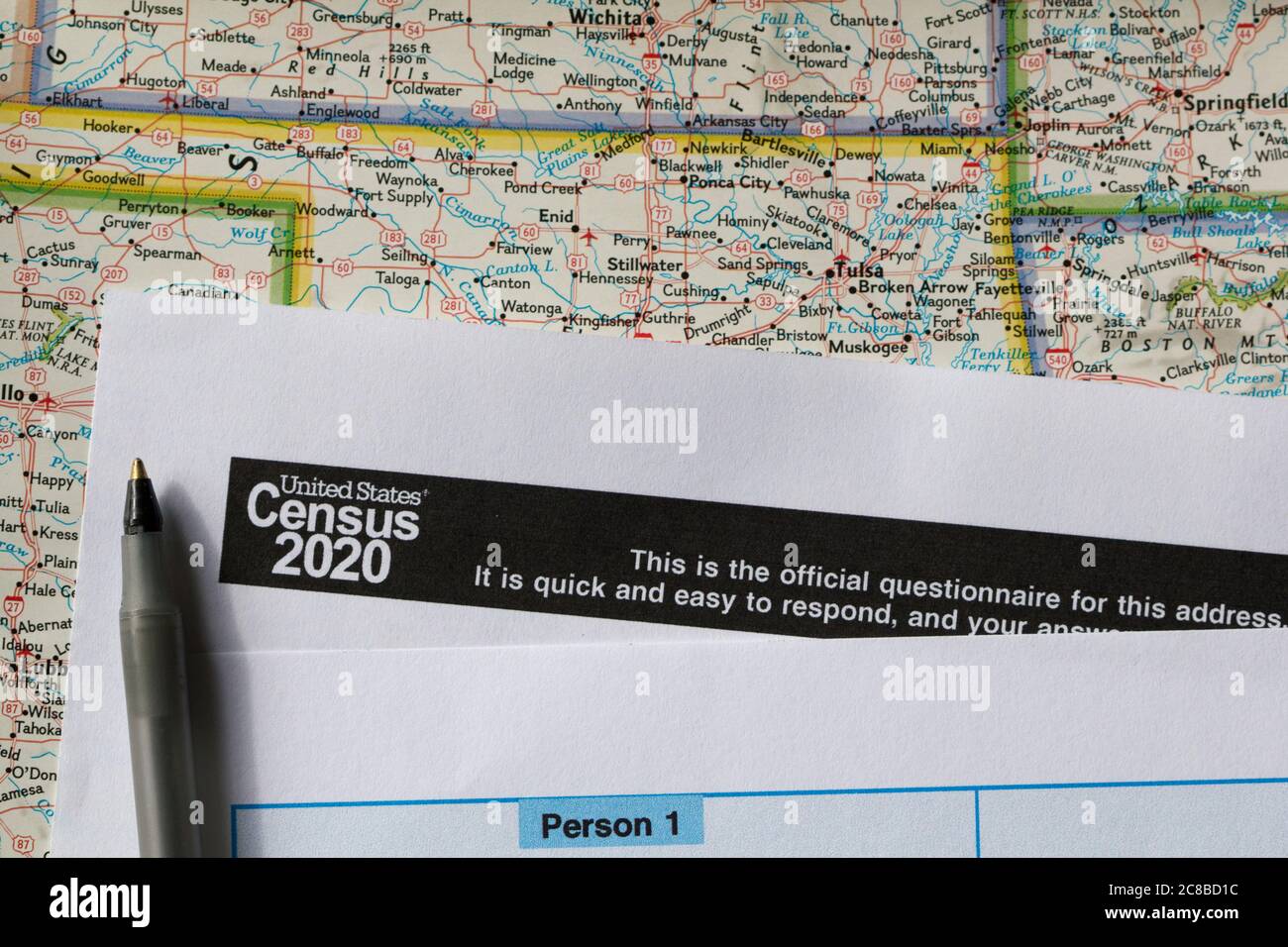 Closeup of United States Census 2020 form informational copy and a ...