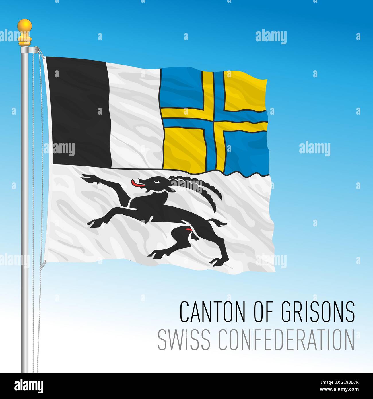 Canton of Grisons, official flag, Switzerland, european country, vector ...