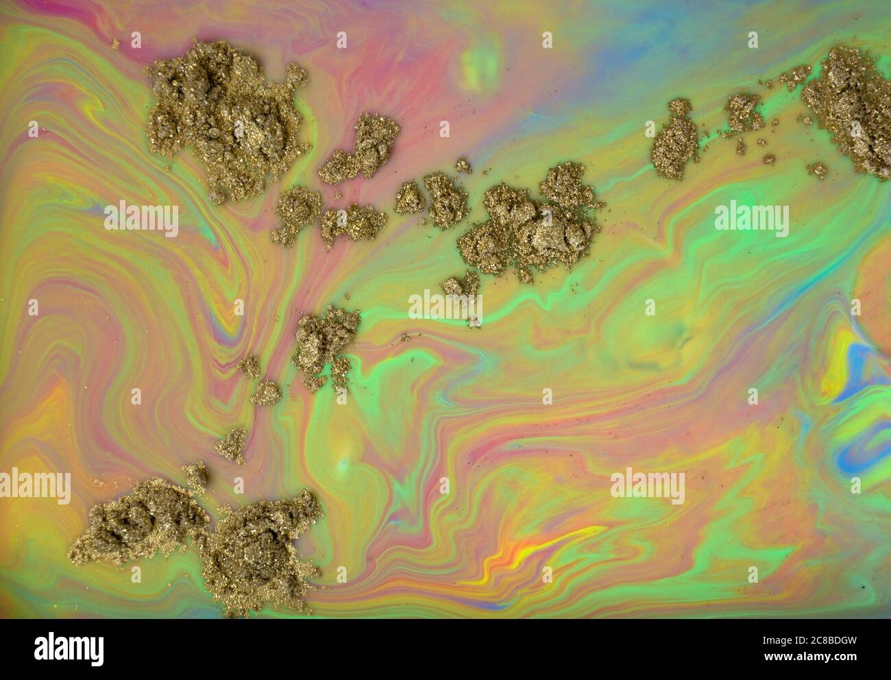 Colorful bright abstract marble pattern with golden powder scattering ...